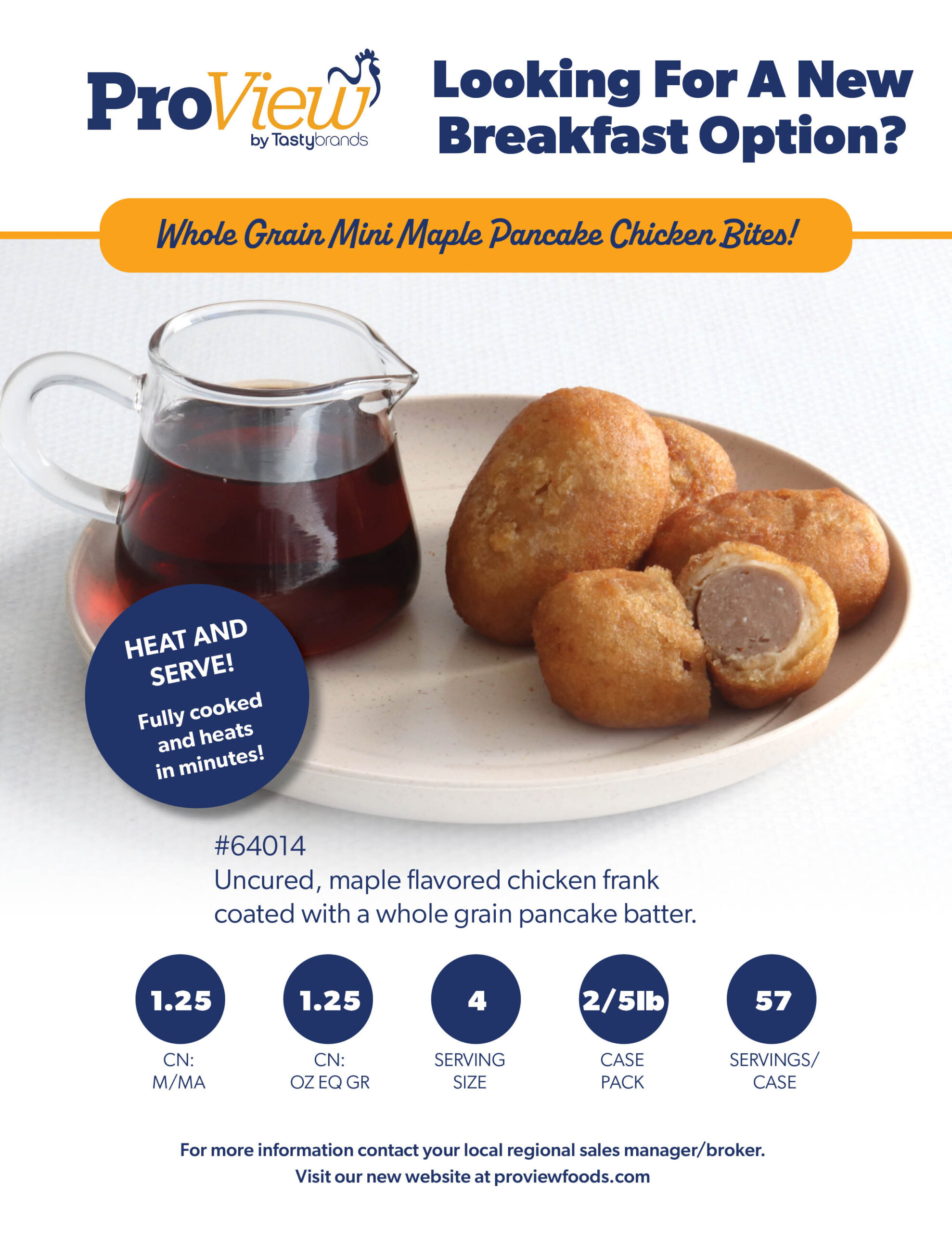 MINI MAPLE PANCAKE CHICKEN BITED FLYER - ProView Foods by Tasty Brands