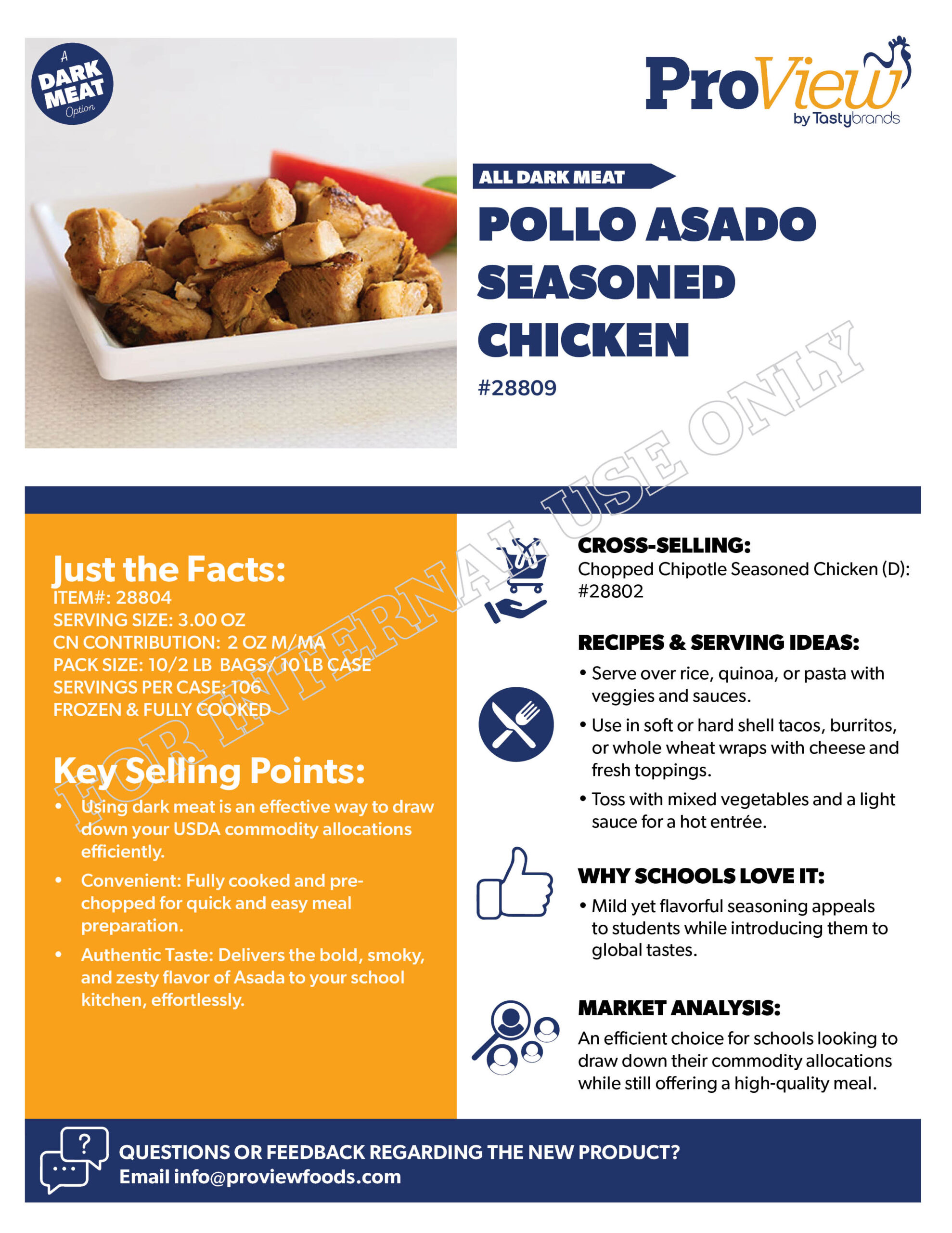 POLLO ASADO SEASONED CHICKEN FACT SHEET - ProView Foods by Tasty Brands