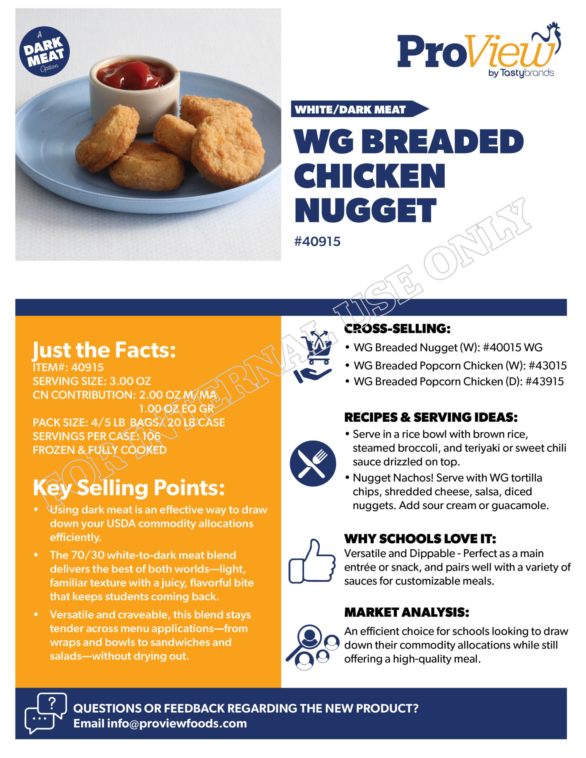 WG BREADED CHICKEN NUGGET FACT SHEET - ProView Foods by Tasty Brands