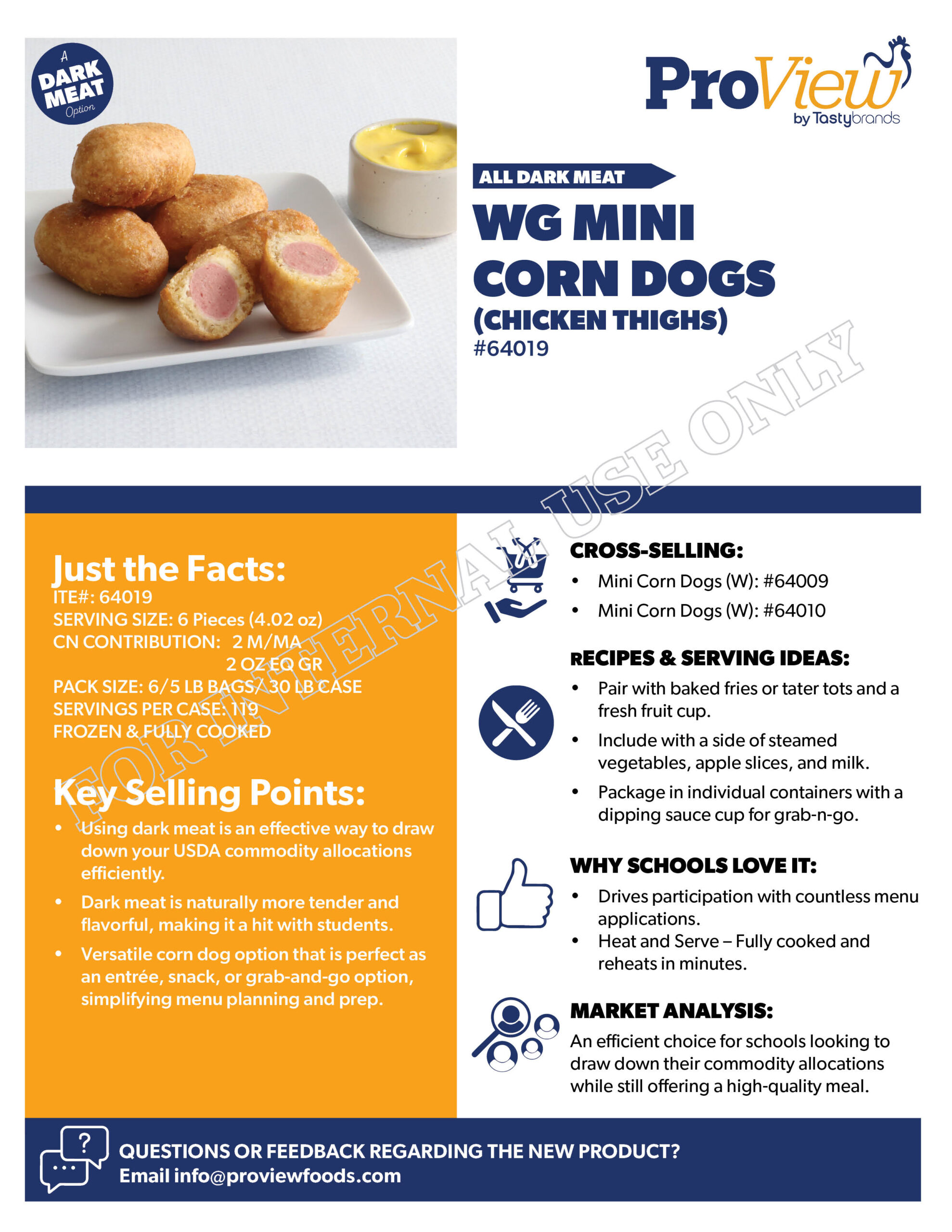 MINI CORN DOGS (CHICKEN THIGHS) FACT SHEET - ProView Foods by Tasty Brands