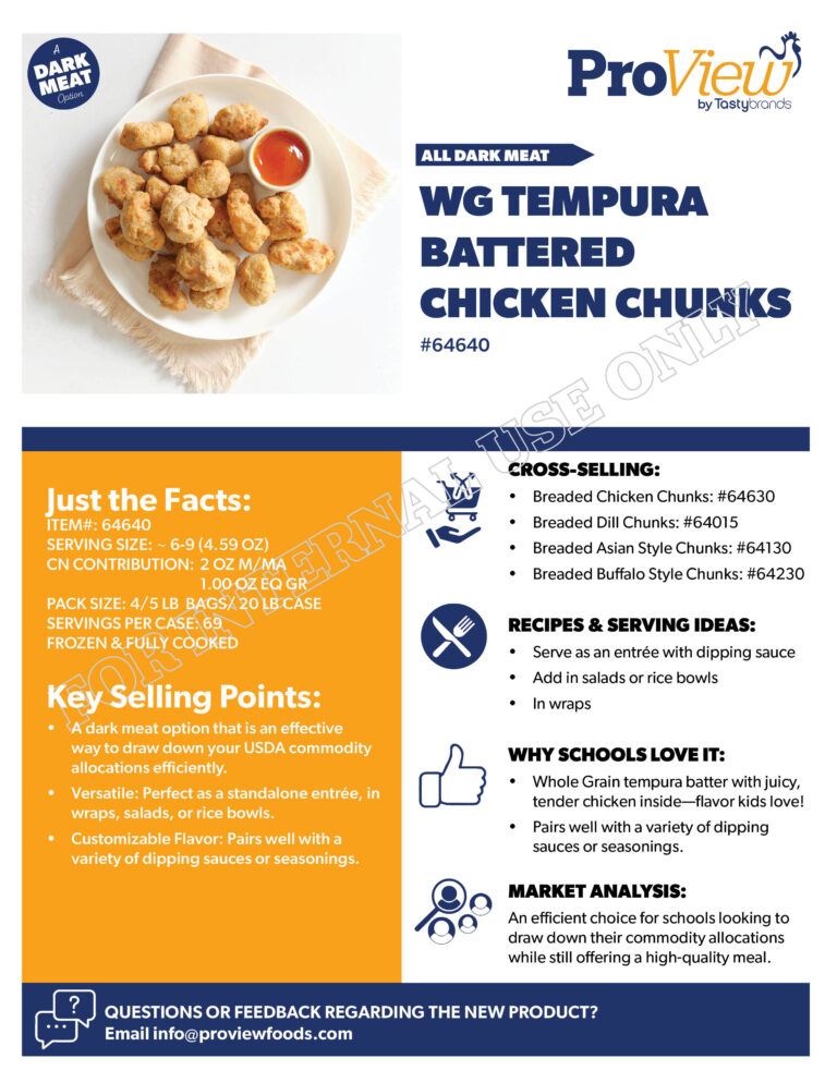 WG TEMPORA BATTERED CHICKEN CHUNKS FACT SHEET - ProView Foods by Tasty ...